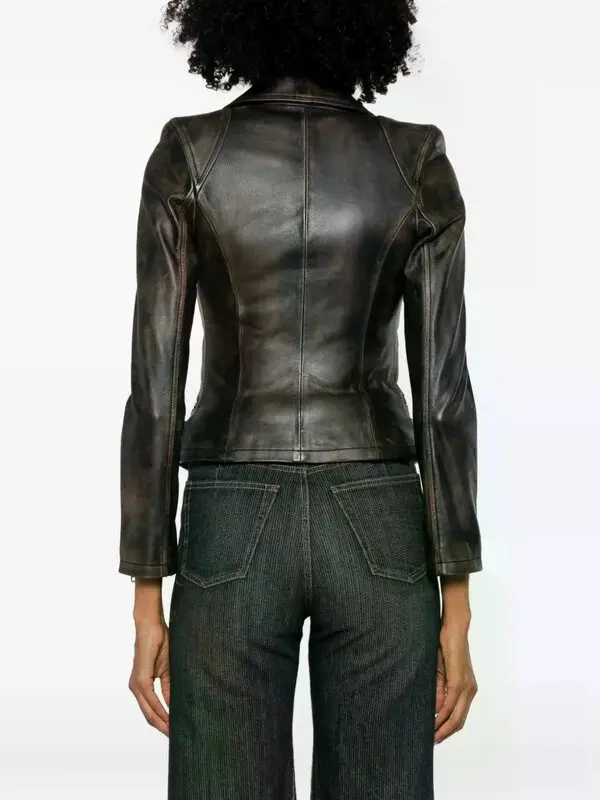 SWORD 6644 Zip-up Leather Jacket