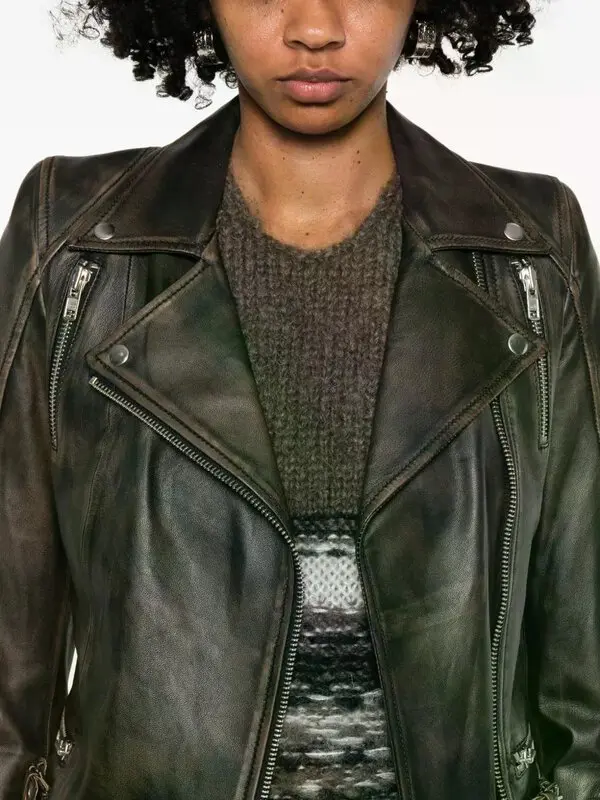 SWORD 6644 Zip-up Leather Jacket