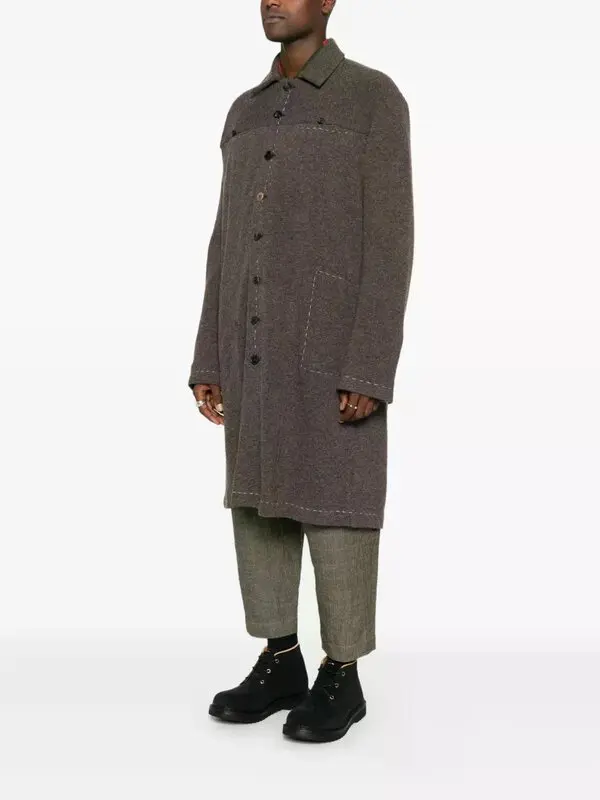 A TENTATIVE ATELIER Stitch-detail Button-up Coat