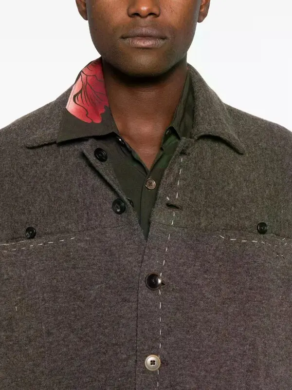 A TENTATIVE ATELIER Stitch-detail Button-up Coat