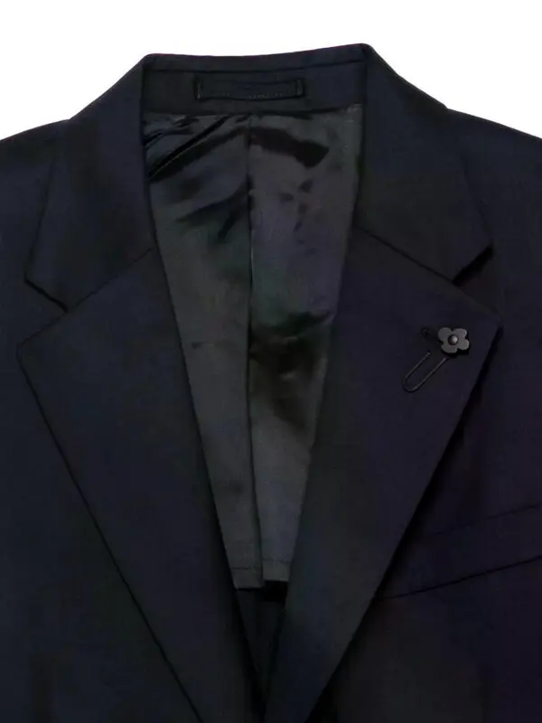 LARDINI Virigin Wool Single-breasted Blazer - Black