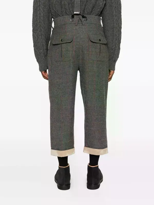 A TENTATIVE ATELIER Check-pattern Suspender Trousers