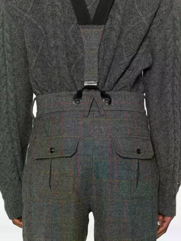 A TENTATIVE ATELIER Check-pattern Suspender Trousers