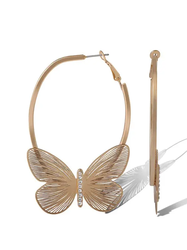 JACMEL Butterfly Hoop Earrings - Gold