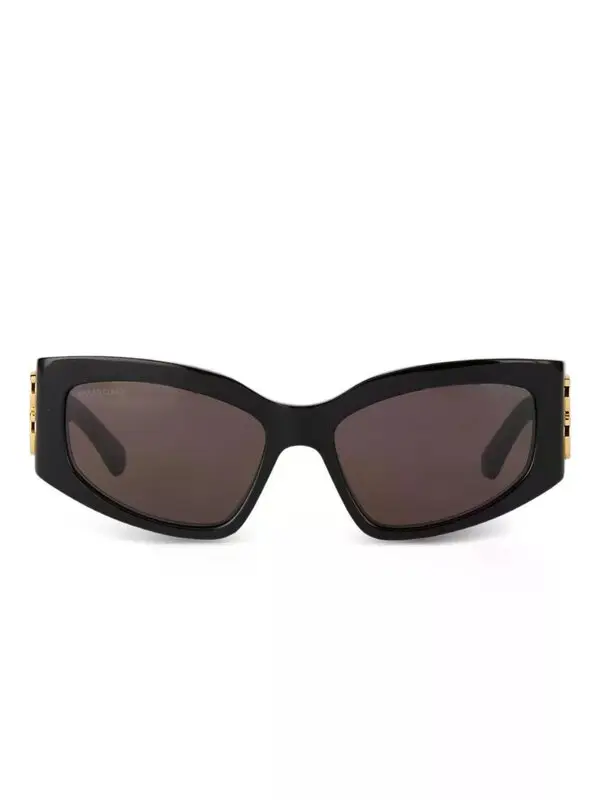 Balenciaga Bb-logo Geometric-frame Sunglasses - Black