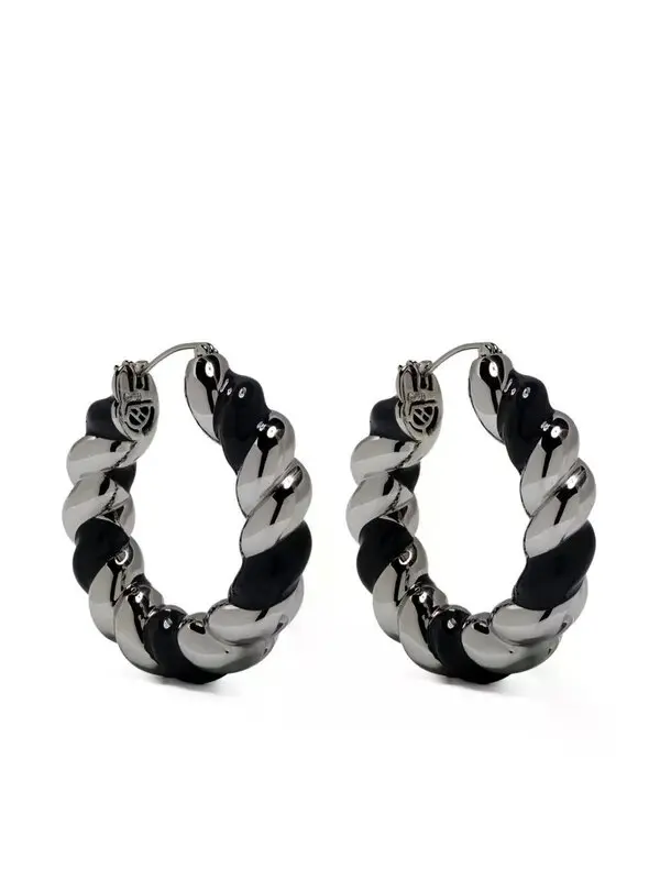 Eddie Borgo Enamel Rope Hoop Earrings - Silver