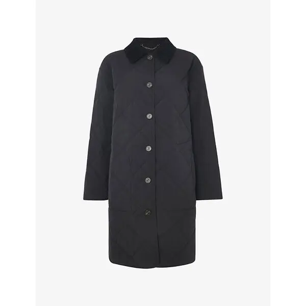 Whistles Corduroy-collar Quilted Stretch-woven Coat