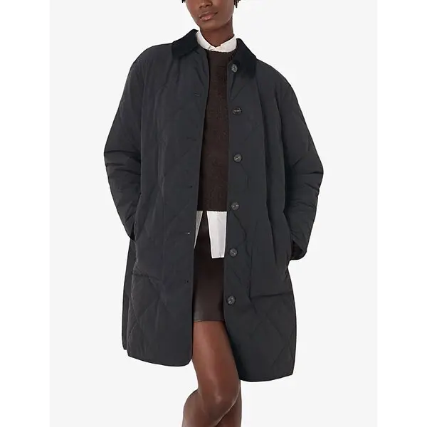 Whistles Corduroy-collar Quilted Stretch-woven Coat