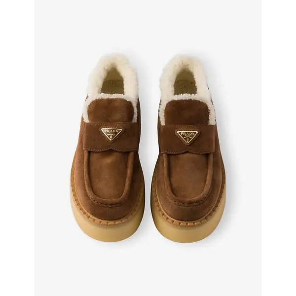 Prada Shearling-lined Suede Loafers