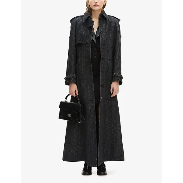 The Kooples Collared Long-sleeve Stretch Wool-blend Coat