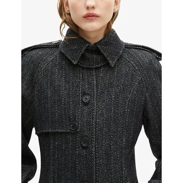 The Kooples Collared Long-sleeve Stretch Wool-blend Coat