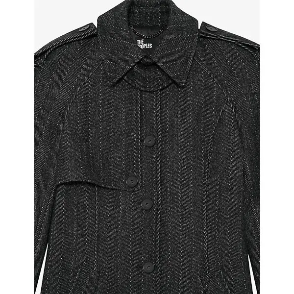 The Kooples Collared Long-sleeve Stretch Wool-blend Coat