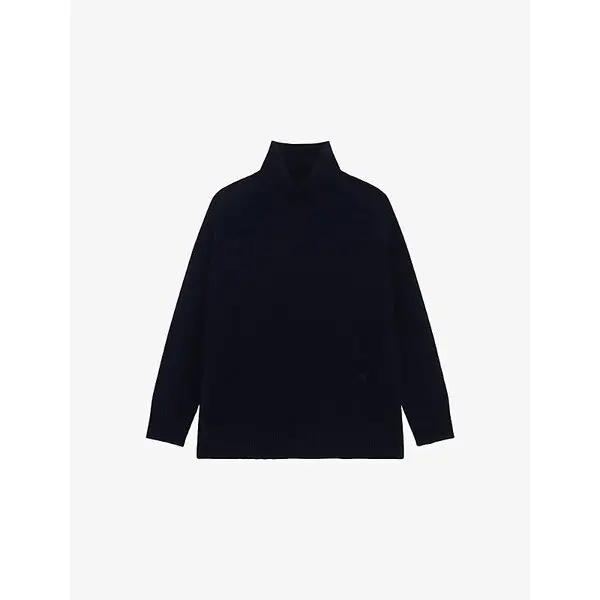 The Kooples Relaxed-fit Cashmere-blend Jumper - Navy