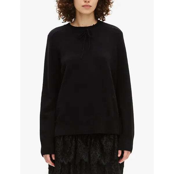 The Kooples Cashmere-blend Jumper With Bow - Black