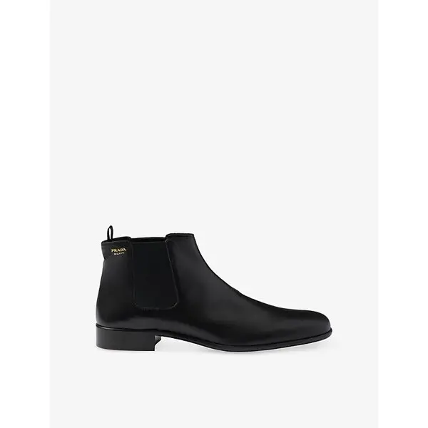 Prada Branded Leather Chelsea Boots