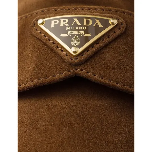 Prada Shearling Suede Loafers - Brown