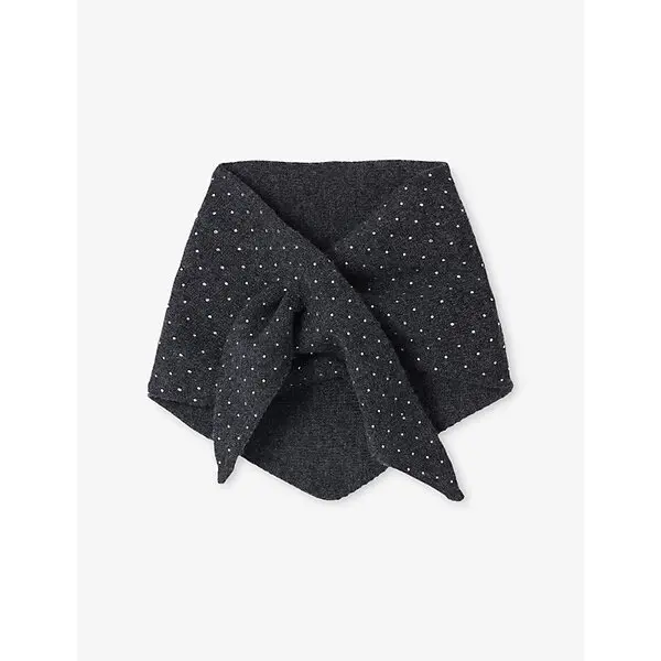 Sandro Polka-dot Wool And Cashmere-blend Scarf - Charcoal Grey