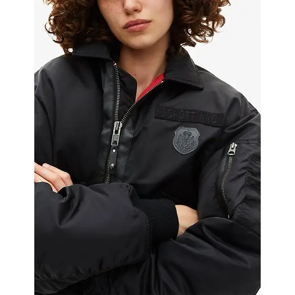The Kooples X Schott Branded Shell Bomber Jacket