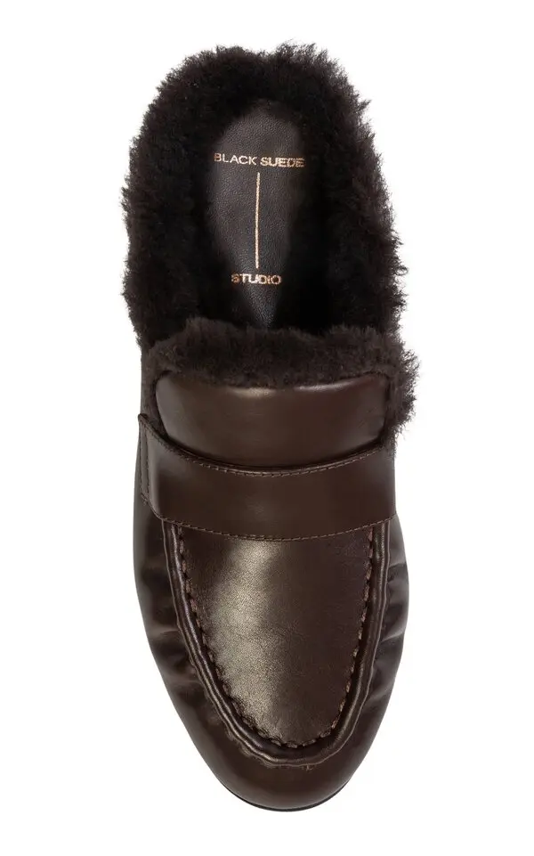 BLACK SUEDE STUDIO Theo Shearling Loafer Mules