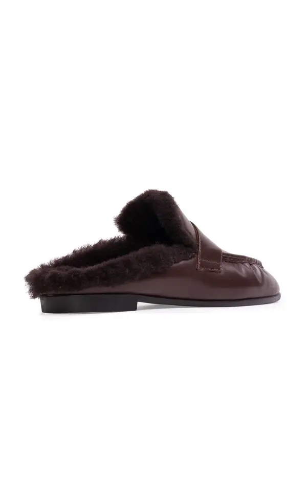 BLACK SUEDE STUDIO Theo Shearling Loafer Mules