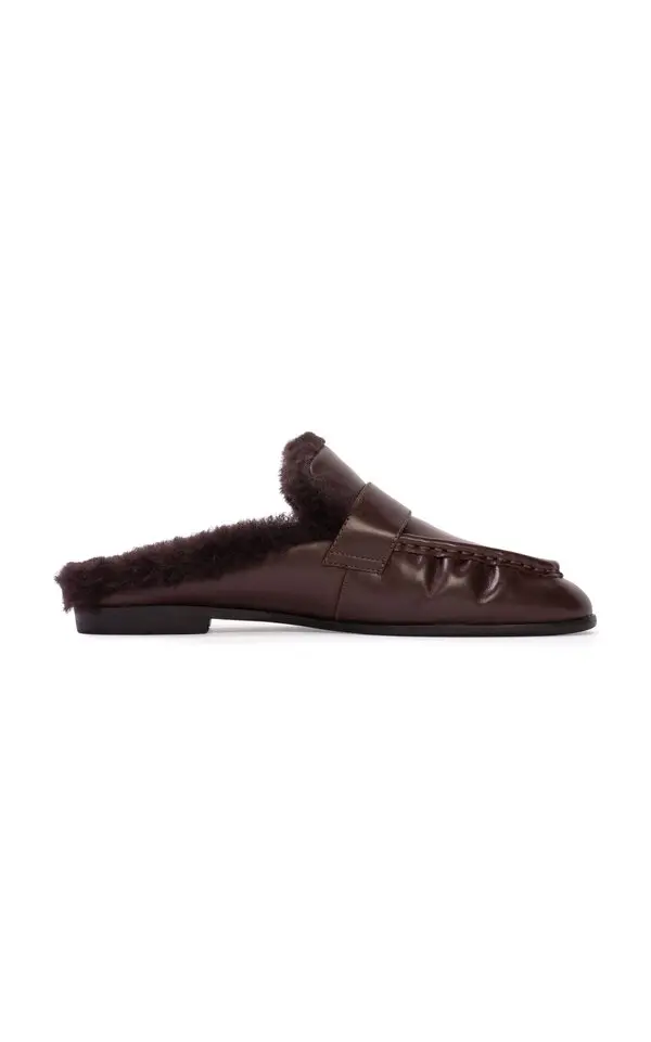 BLACK SUEDE STUDIO Theo Shearling Loafer Mules