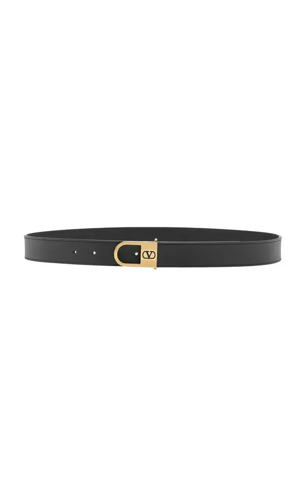 Valentino Garavani Vlogo Signature Leather Belt - Black