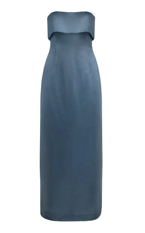 Bondi Born Kobe Strapless Crinkled-satin Maxi Dress - Blue