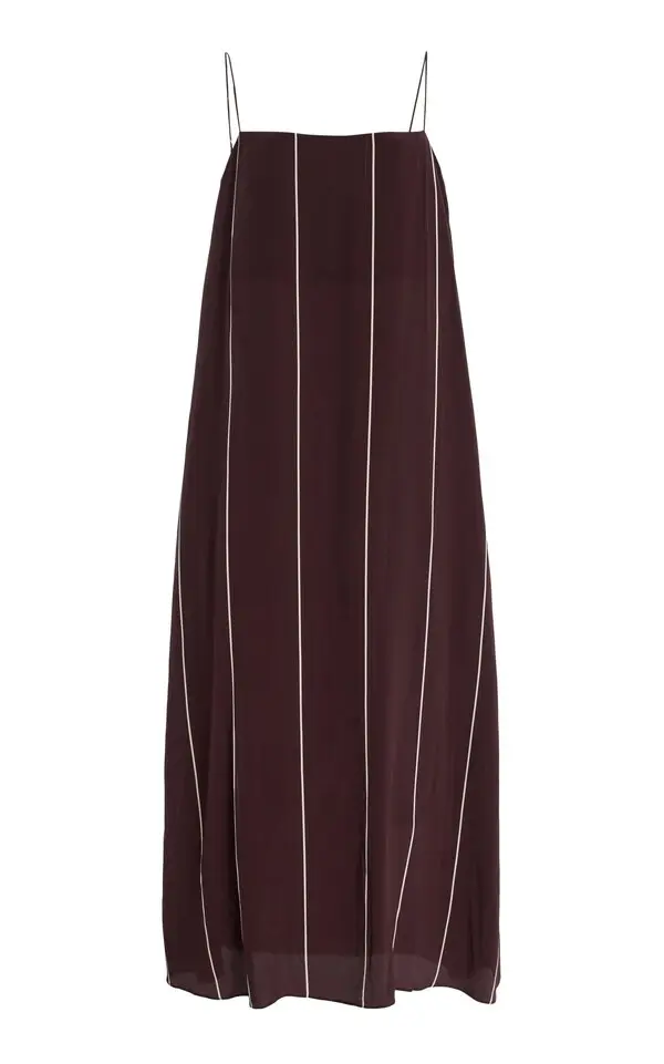 Bondi Born Orta Striped Silk Maxi Slip Dress - Brown