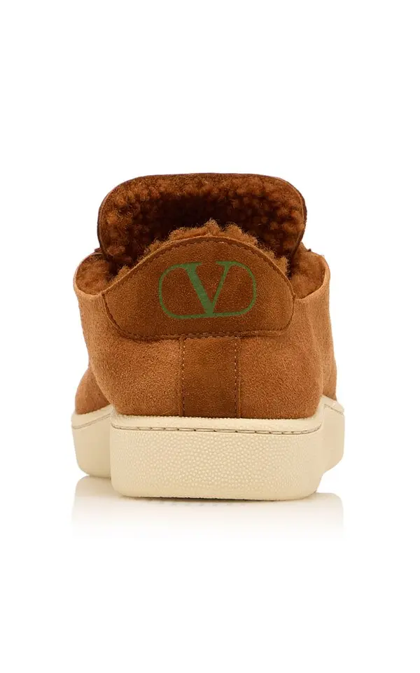 Valentino Garavani Royco Shearling-lined Suede Sneakers - Tan
