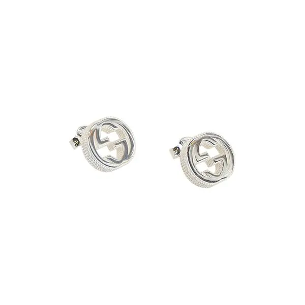 Gucci Interlocking G Textured Stud Earrings - Silver