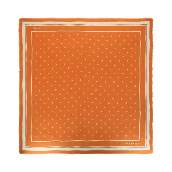 Givenchy 4g Shawl In Cashmere And Silk 'ivory Orange - Multicolor