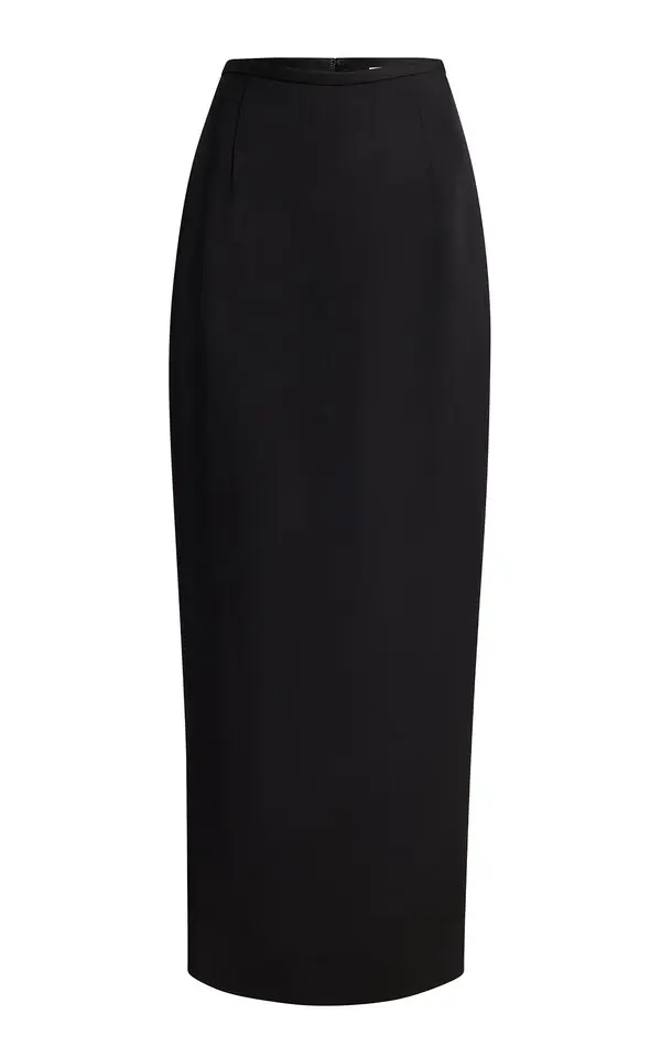 Khaite Winton Satin Midi Skirt - Black