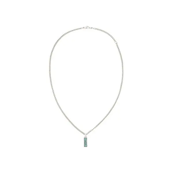 Gucci Logo Plaque Necklace - Silver