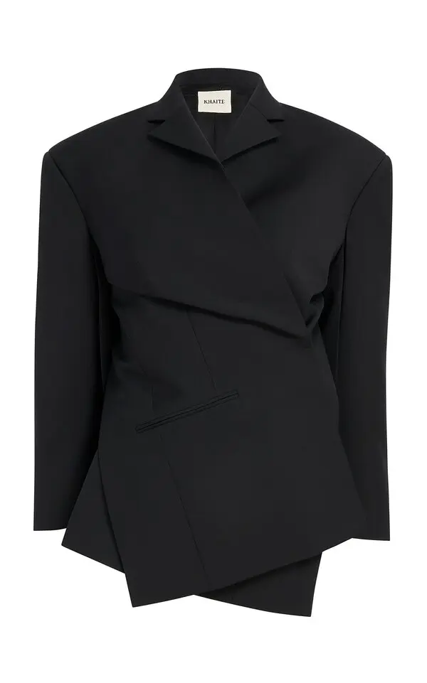 Khaite Wool-silk Cady Wrap Jacket