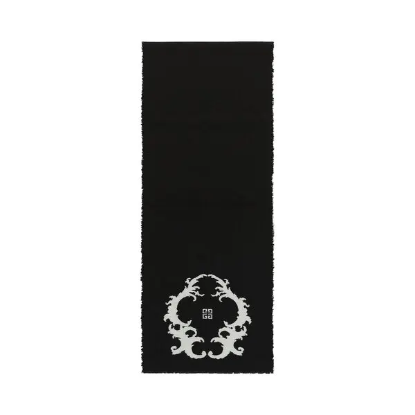 Givenchy Reversible Logo Wool Scarf 'black White - Multicolor