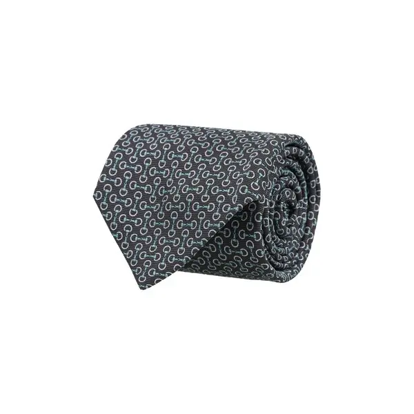 Gucci Horsebit Silk Jacquard Neck Tie - Blue