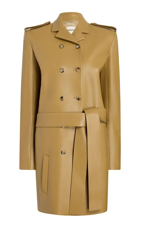 Khaite - Sadra Plonge Leather Double-Breasted Coat