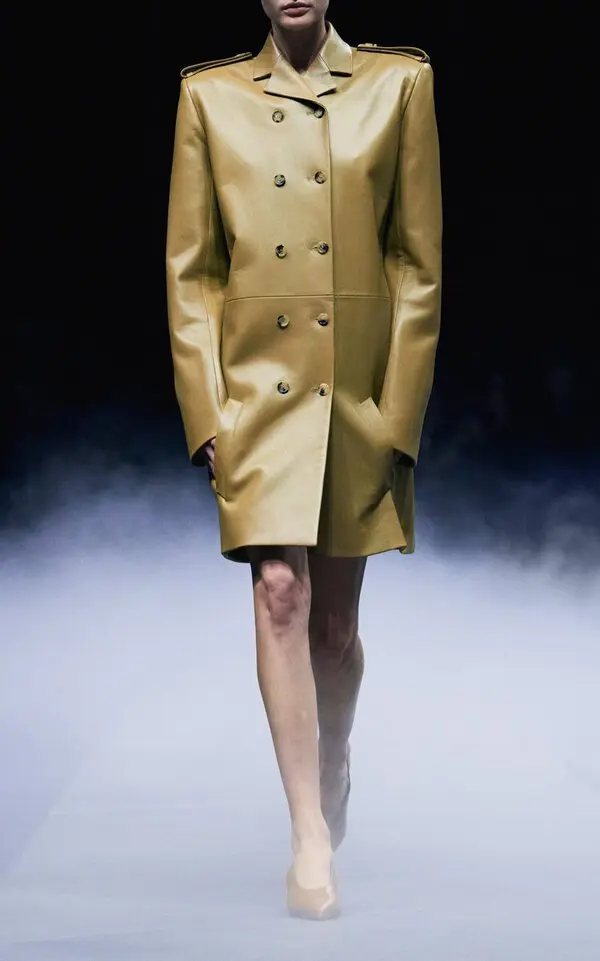 Khaite - Sadra Plonge Leather Double-Breasted Coat