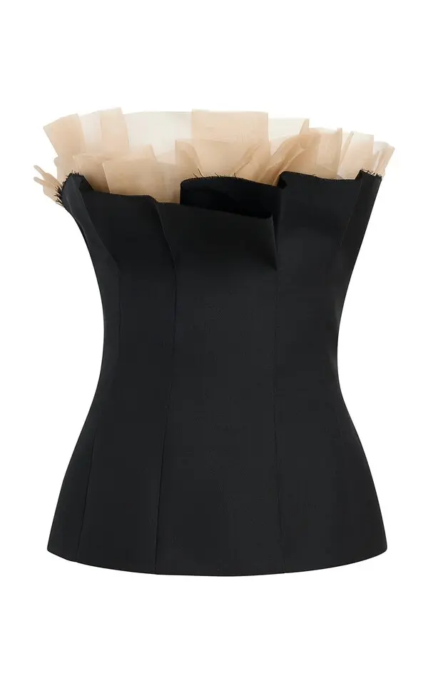 Khaite Sal Ruffled Wool-silk Cady Top