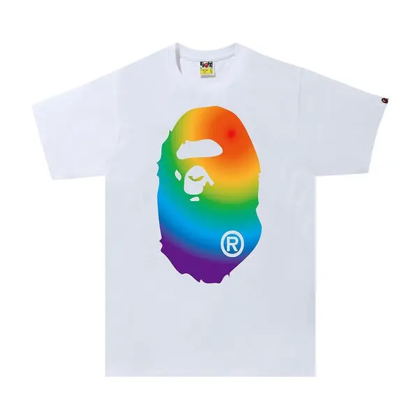 A BATHING APE Rainbow Big Ape Head Tee - White