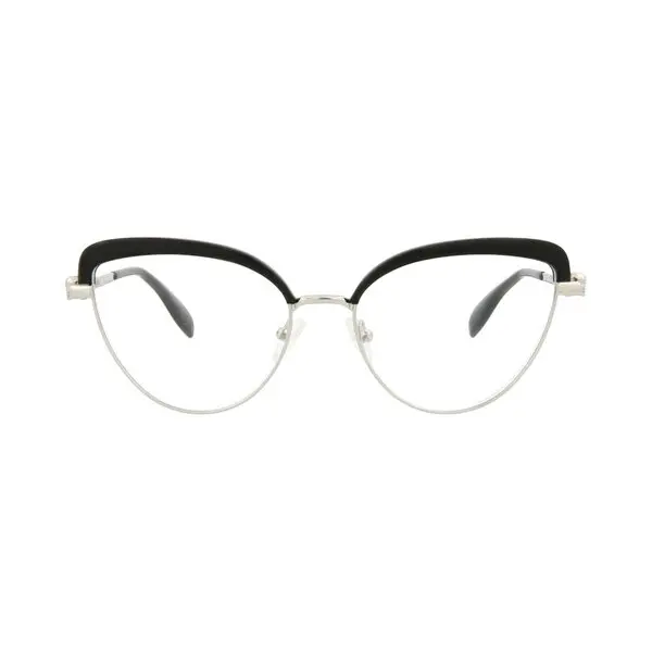 Alexander McQueen Cat Eye Metal Optical Frames - Silver