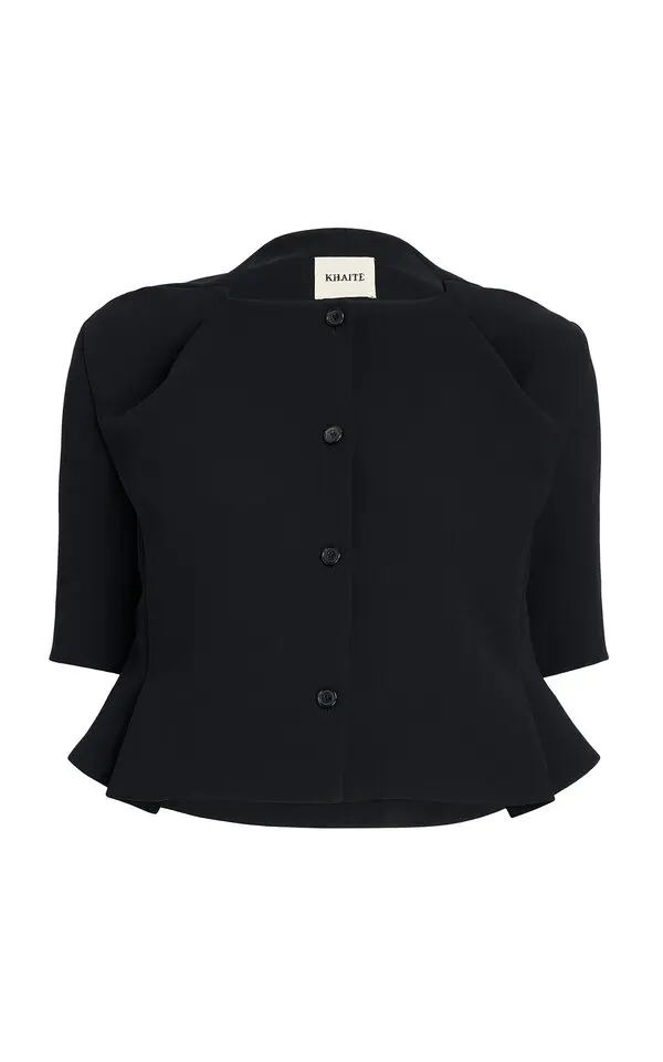 Khaite Franc Crepe Peplum Jacket - Black
