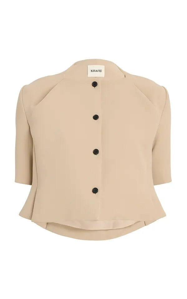 Khaite Franc Crepe Peplum Jacket - Nude