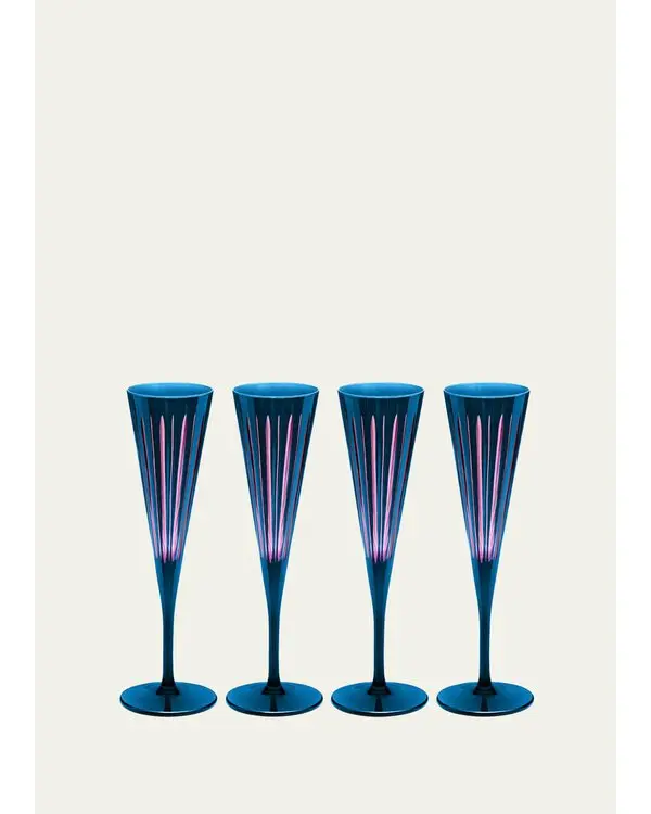 L'Objet Prism 6 Oz. Champagne Flutes, Set Of 4 - Blue