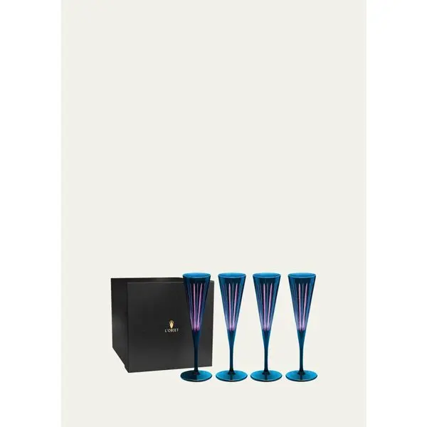 L'Objet Prism 6 Oz. Champagne Flutes, Set Of 4 - Blue