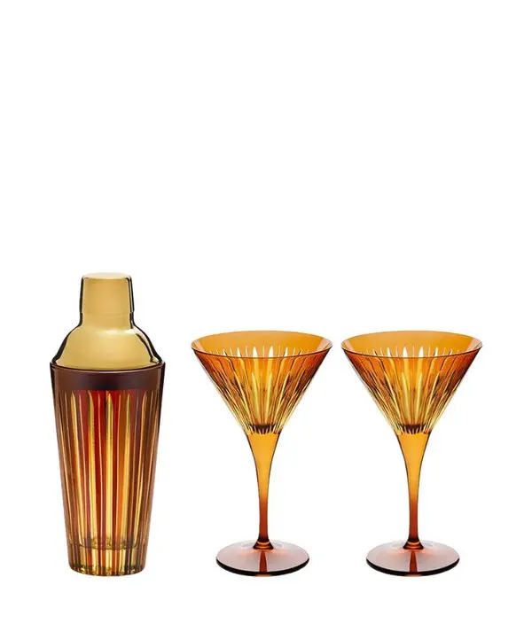 L'Objet Prism Cocktail Shaker & Martini Glass Set - Amber