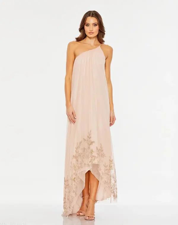 Mac Duggal One Shoulder Beaded Gown