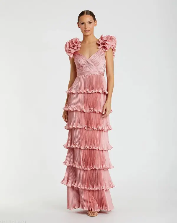 chinese dress ladies Mac Duggal 26531 Prom Long halter Pleated Dress