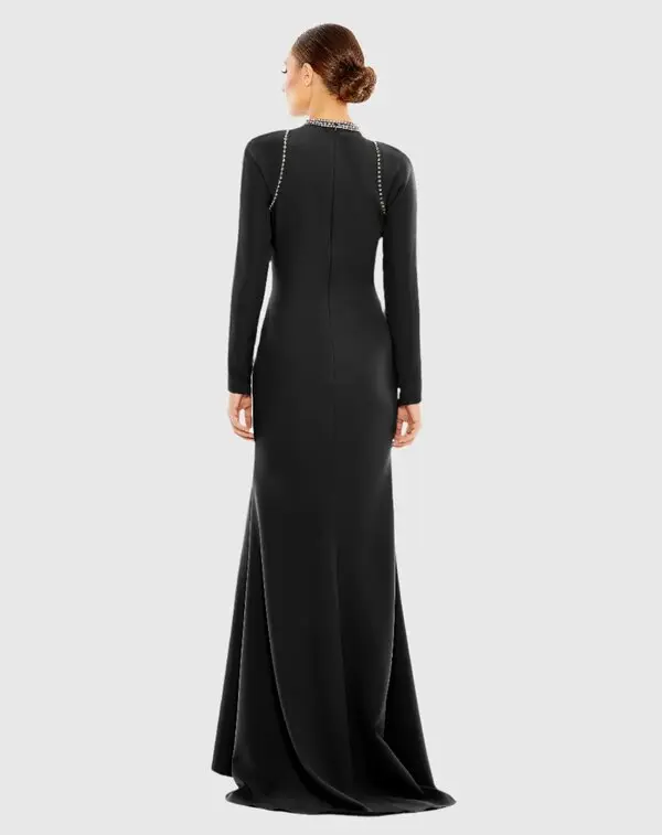 Mac Duggal Raglan Long Sleeve High Neck Gown