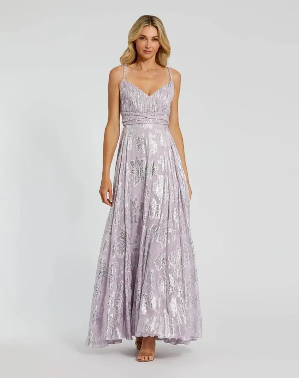 Mac Duggal A-line Gown With Braided Straps And Floral Detailing